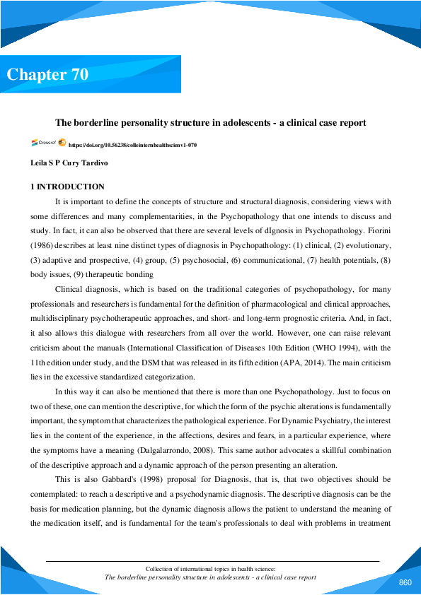 (PDF) The borderline personality structure in adolescents - a clinical ...