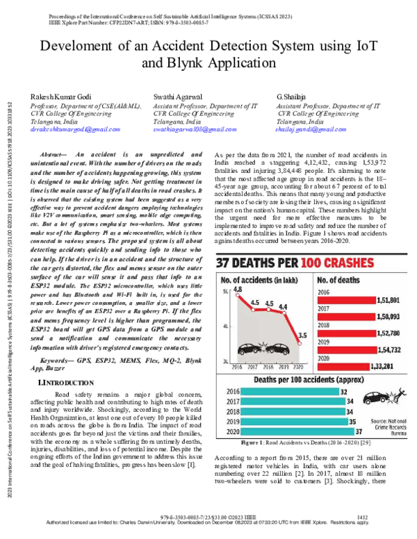 Pdf Develoment Of An Accident Detection System Using Iot And Blynk