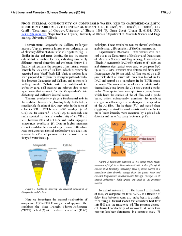 (PDF) From Thermal Conductivity of Compressed Water Ices to Ganymede ...