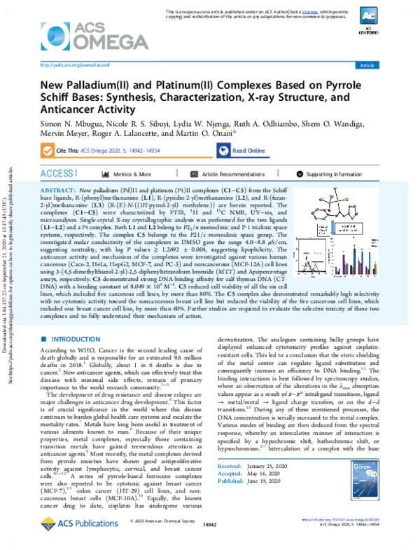 (PDF) New Palladium(II) and Platinum(II) Complexes Based on Pyrrole Schiff Bases: Synthesis ...