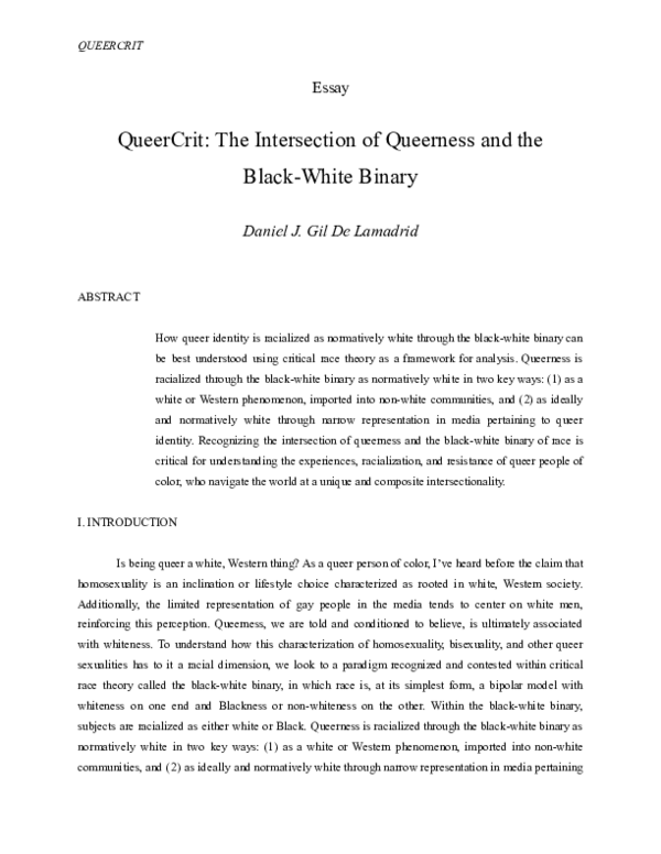 (PDF) QueerCrit: The Intersection of Queerness and the Black-White Binary
