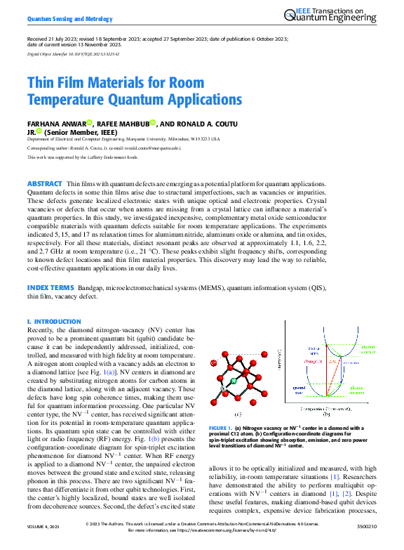 (PDF) Thin Film Materials for Room Temperature Quantum Applications