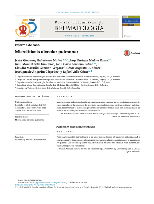 (PDF) Microlitiasis alveolar pulmonar