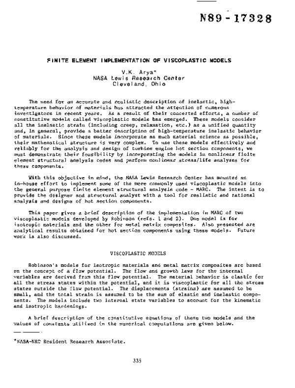 (PDF) Finite element implementation of viscoplastic models
