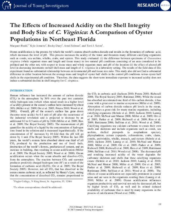 (PDF) The Effects of Increased Acidity on the Shell Integrity and Body ...