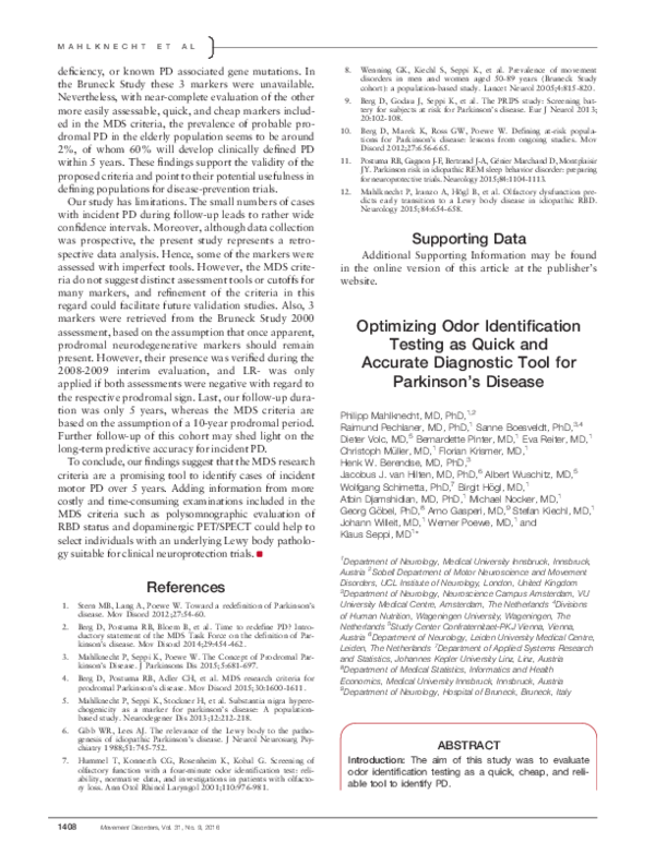 (PDF) Optimizing odor identification testing as quick and accurate ...