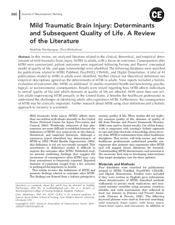 (PDF) Mild Traumatic Brain Injury | Chris Winkelman - Academia.edu