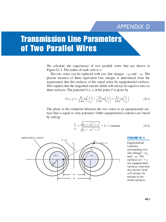 (PDF) Appendix D: Transmission Line Parameters of Two Parallel Wires