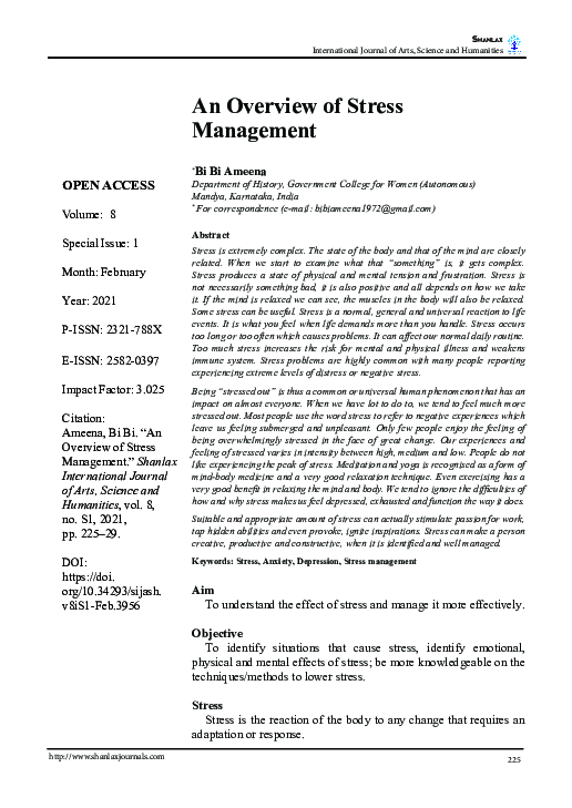 (PDF) An Overview of Stress Management