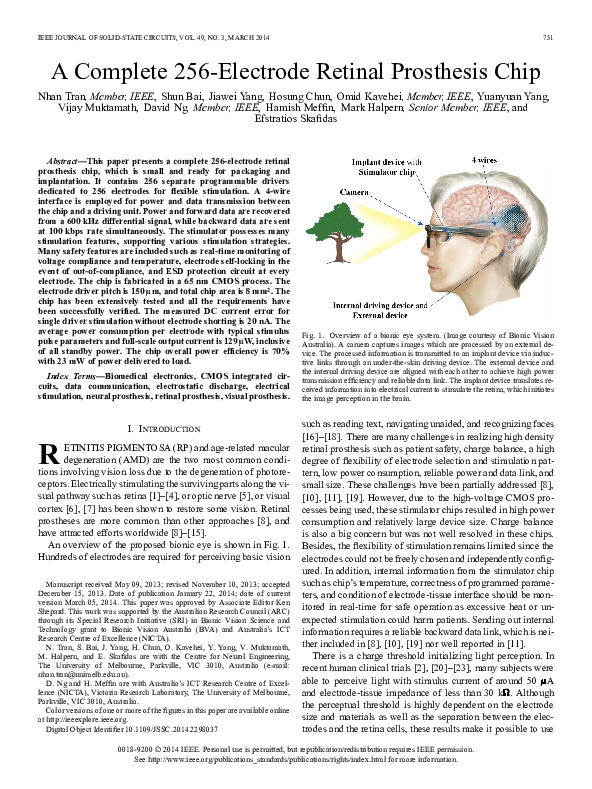 (PDF) A Complete 256-Electrode Retinal Prosthesis Chip