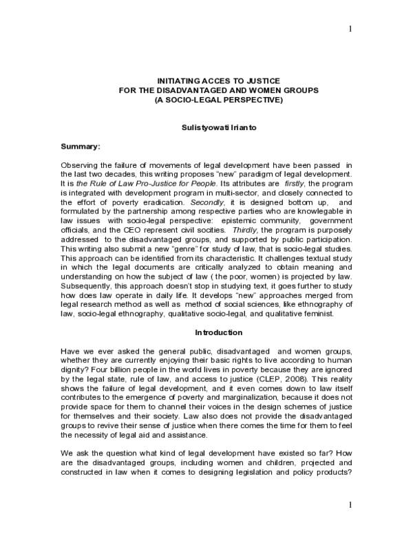 (PDF) Initiating access to justice for the disadvantaged and women ...