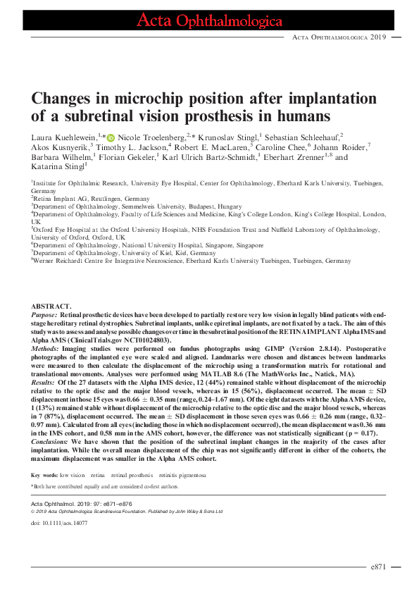 (PDF) Changes in microchip position after implantation of a subretinal ...