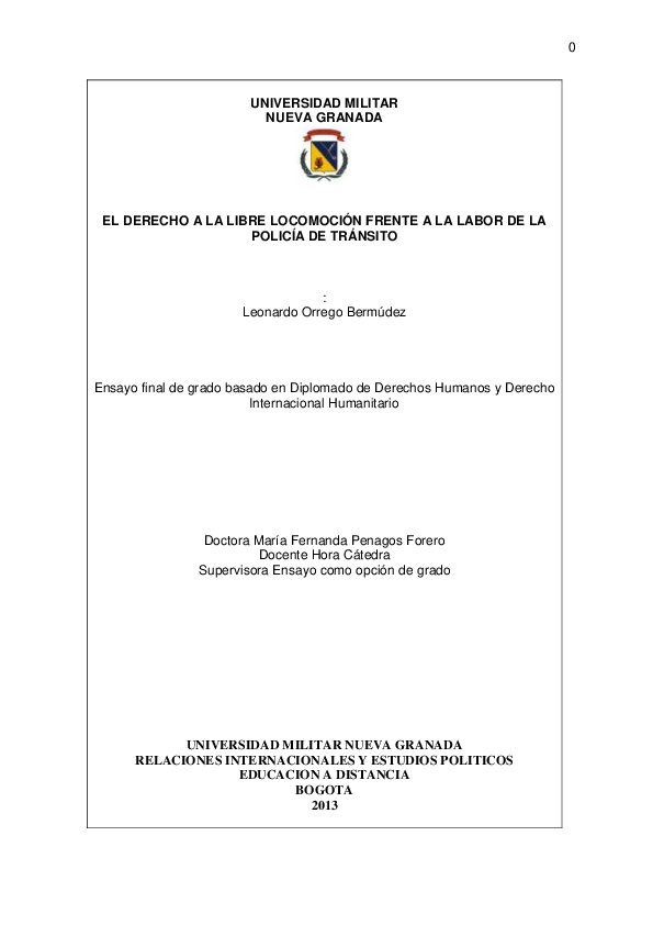 (PDF) El derecho a la libre locomoción frente a la labor de la policía ...