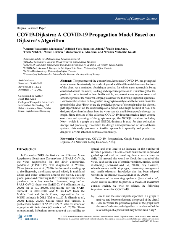 (PDF) COV19-Dijkstra: A COVID-19 Propagation Model Based on Dijkstra’s ...