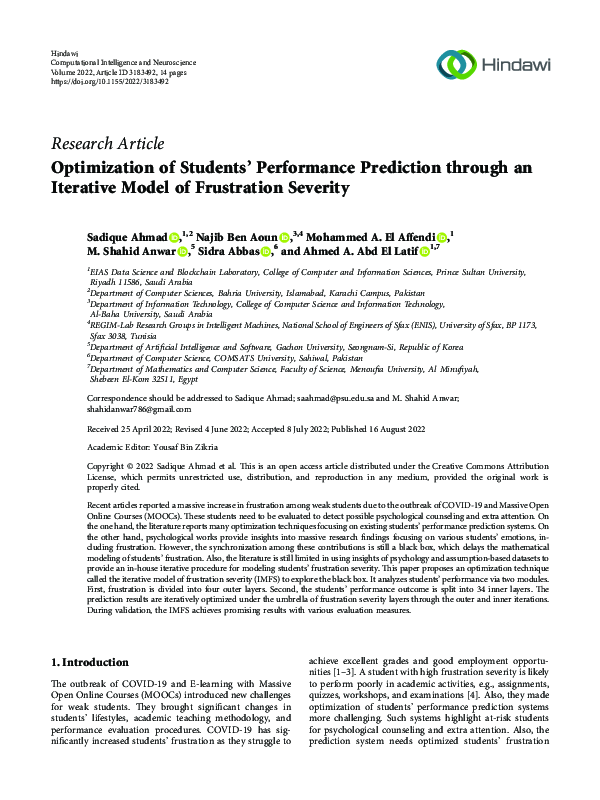 (PDF) Optimization of Students’ Performance Prediction through an ...