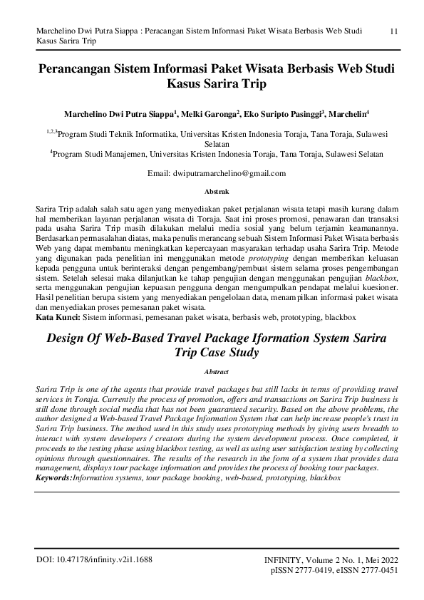 (PDF) Perancangan Sistem Informasi Paket Wisata Berbasis Web Studi ...