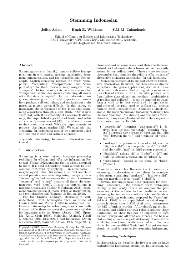 Pdf Stemming Indonesian