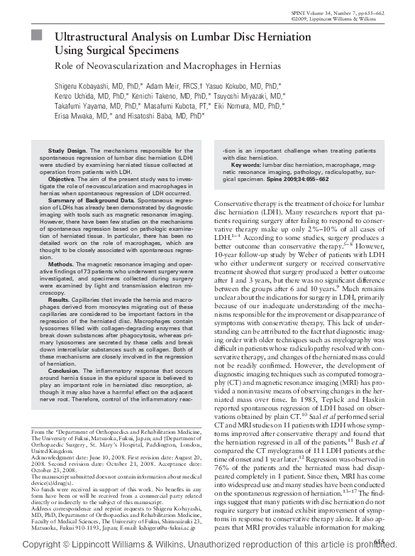 (PDF) Ultrastructural Analysis on Lumbar Disc Herniation Using Surgical ...