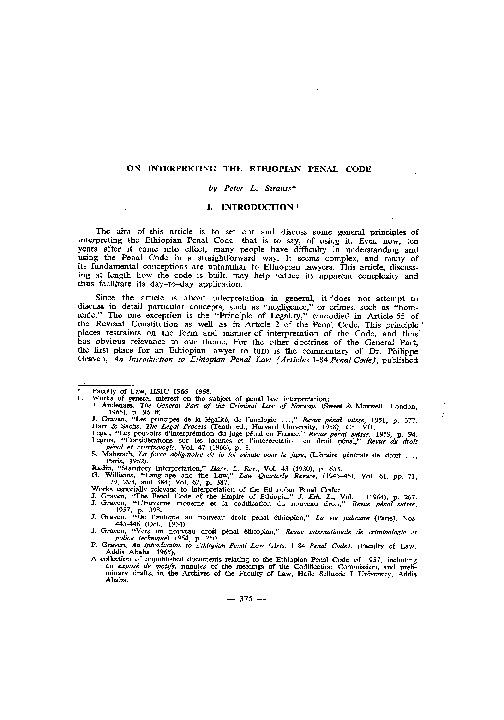 (PDF) ON INTERPRETING THE ETHIOPIAN PENAL CODE