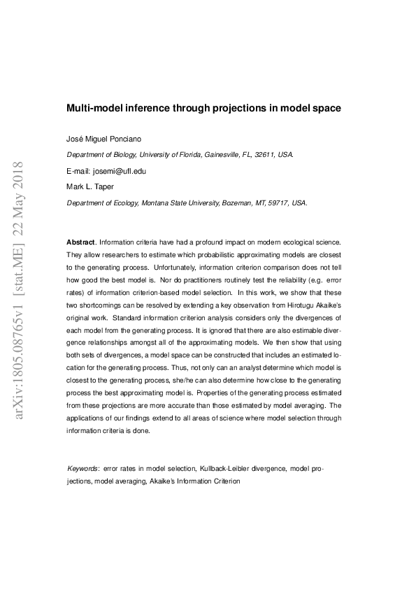(PDF) Multi-model inference through projections in model space