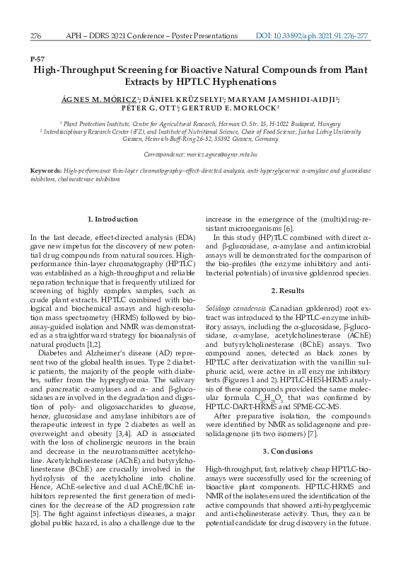 Pdf High Throughput Screening For Bioactive Natural Compounds From Plant Extracts By Hptlc