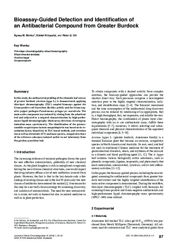 (PDF) Bioassay-guided detection and identification of an antibacterial ...