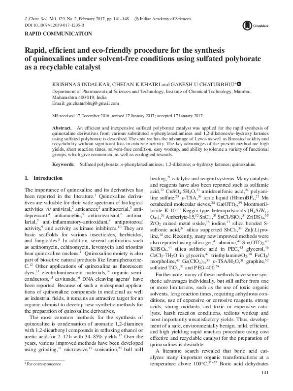 (PDF) Rapid, efficient and eco-friendly procedure for the synthesis of ...