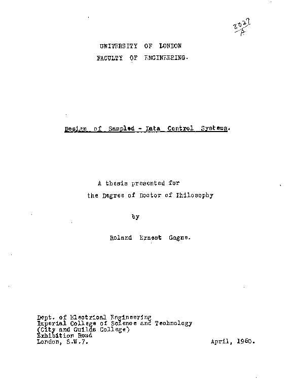 (PDF) Design of sampled-data control systems