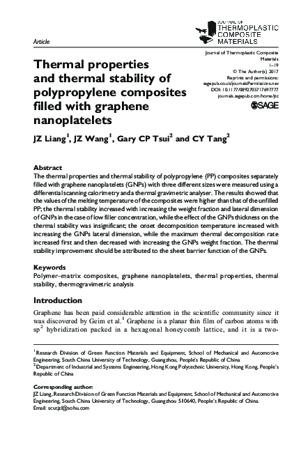 (PDF) Thermal properties and thermal stability of polypropylene ...