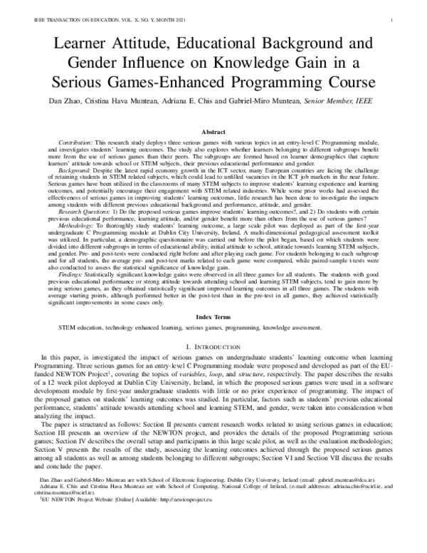(PDF) Learner Attitude, Educational Background, and Gender Influence on ...