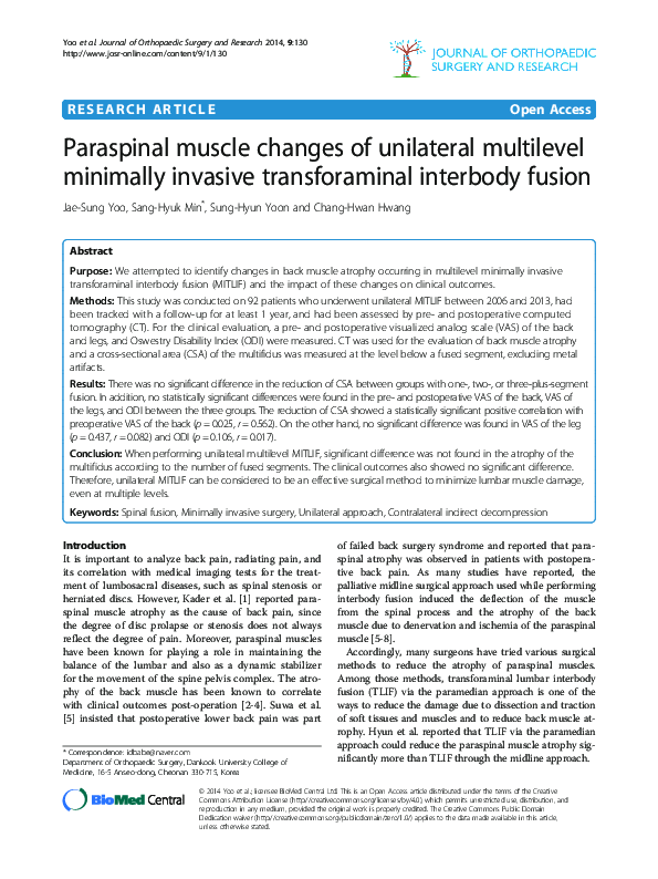 (PDF) Paraspinal muscle changes of unilateral multilevel minimally ...