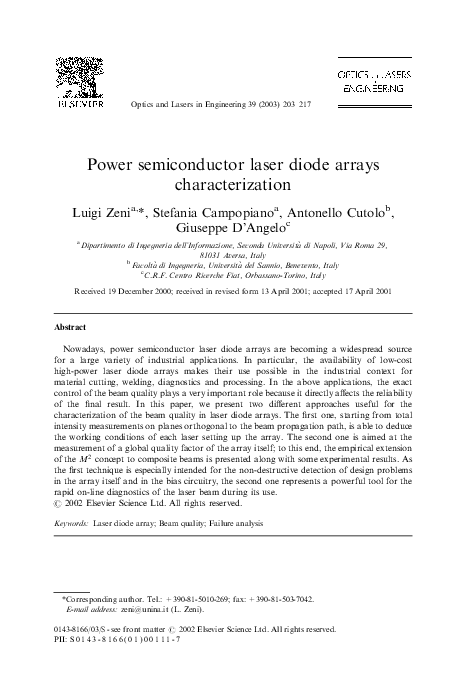(PDF) Power semiconductor laser diode arrays characterization