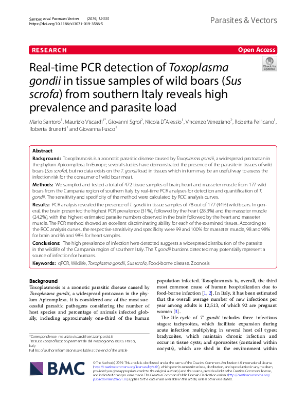 (PDF) Real-time PCR detection of Toxoplasma gondii in tissue samples of ...