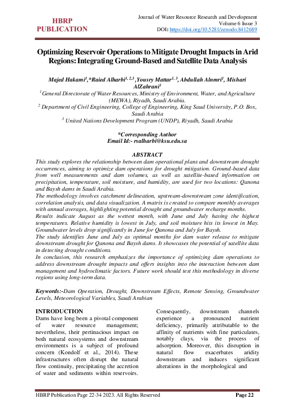 (PDF) Optimizing Reservoir Operations to Mitigate Drought Impacts in Arid Regions: Integrating ...