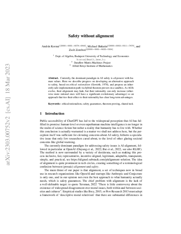 (PDF) Safety without alignment