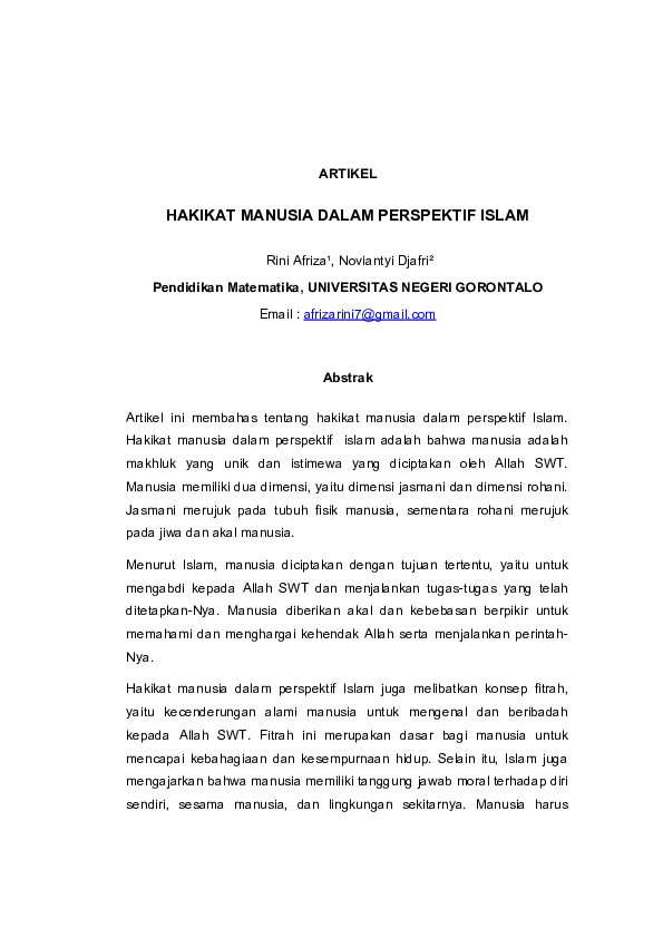 (DOC) HAKIKAT MANUSIA DALAM PERSPEKTIF ISLAM