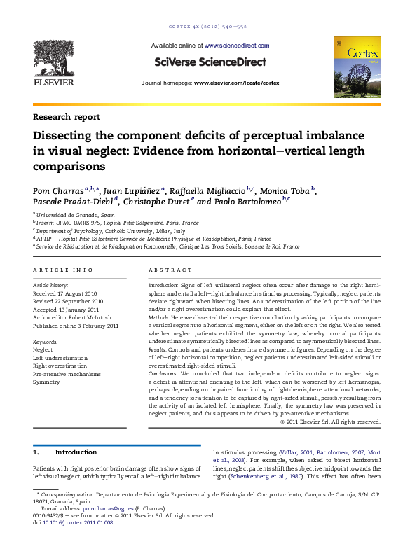(PDF) Dissecting the component deficits of perceptual imbalance in ...