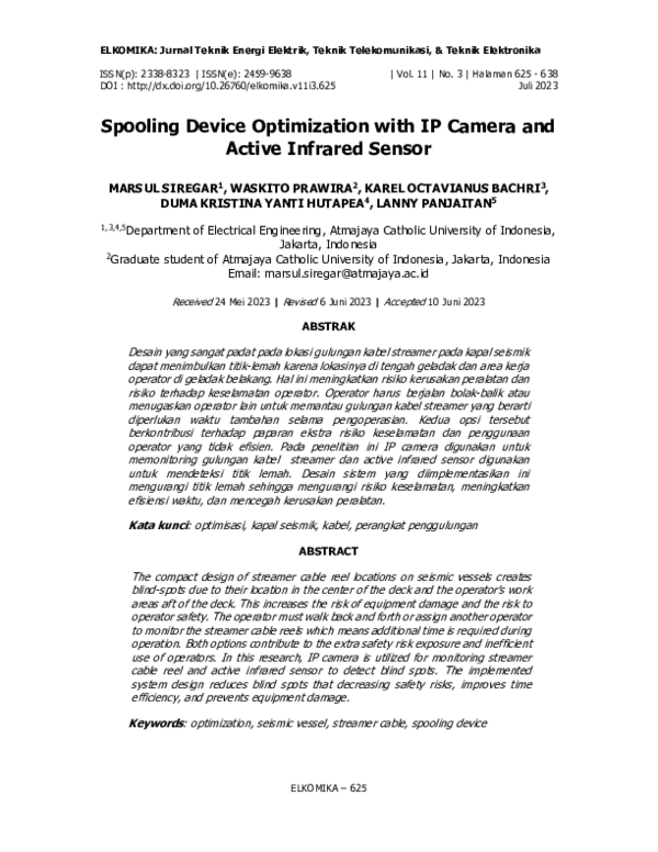 (PDF) Spooling Device Optimization with IP Camera and Active Infrared Sensor | karel bachri ...