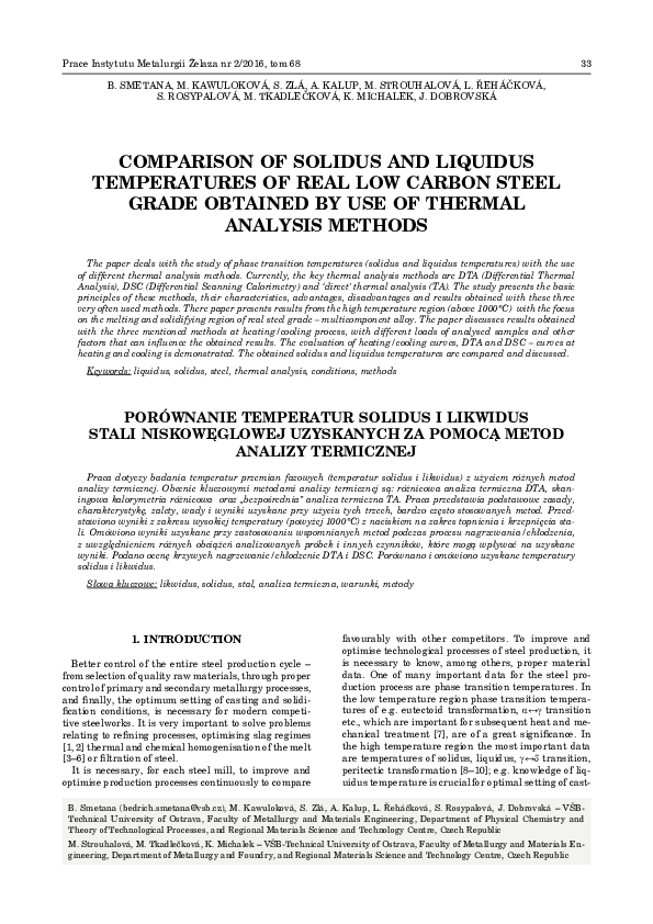(PDF) Comparison of solidus and liquidus temperatures of real low ...