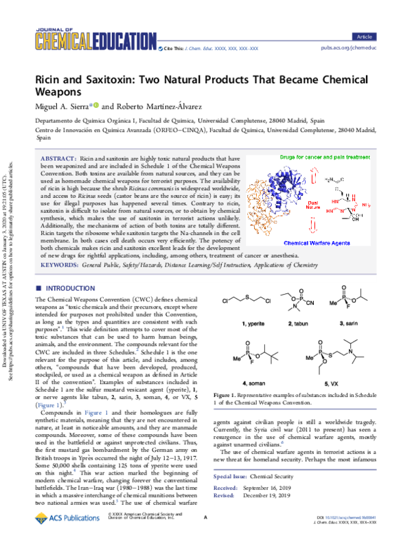 (PDF) Ricin and Saxitoxin: Two Natural Products That Became Chemical ...