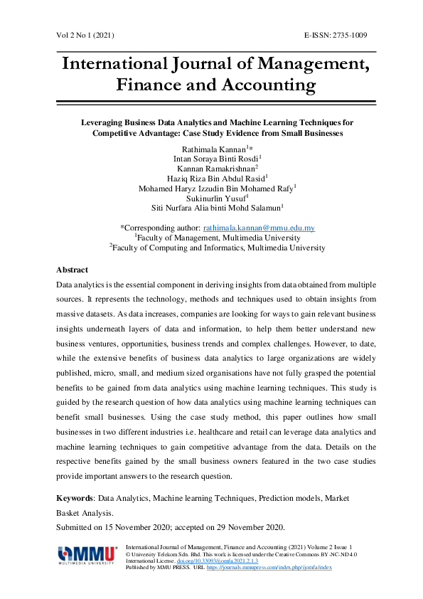 (PDF) Leveraging Business Data Analytics and Machine Learning Techniques for Competitive ...