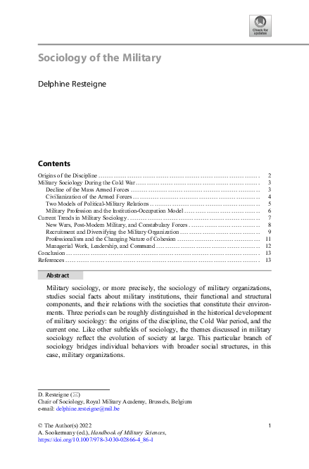 (PDF) Sociology of the Military