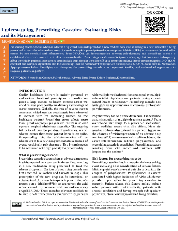 (PDF) Understanding Prescribing Cascades: Evaluating Risks and its ...