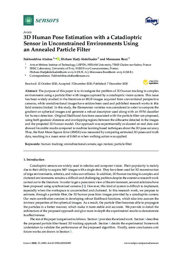 Pdf 3d Human Pose Estimation With A Catadioptric Sensor In Unconstrained Environments Using An