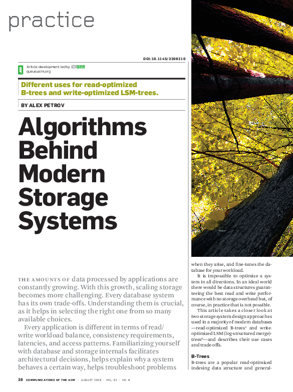 (PDF) Algorithms behind modern storage systems