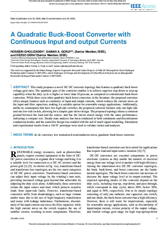 (PDF) A Quadratic Buck-Boost Converter With Continuous Input and Output Currents