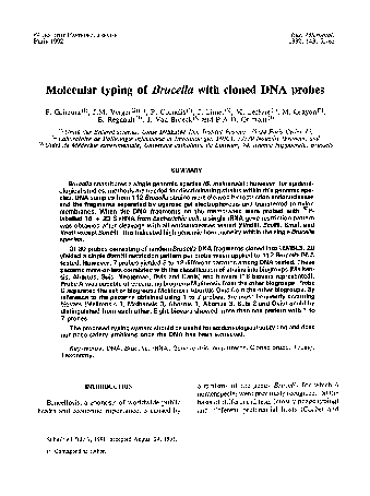 (PDF) Molecular typing of Brucella with cloned DNA probes | Patrick ...