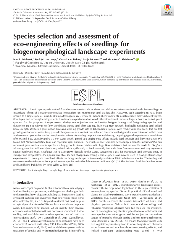(PDF) Species selection and assessment of eco‐engineering effects of ...