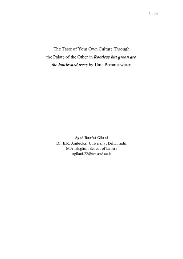 (DOC) The Taste of Your Own Culture Through the Palate of the Other in ...