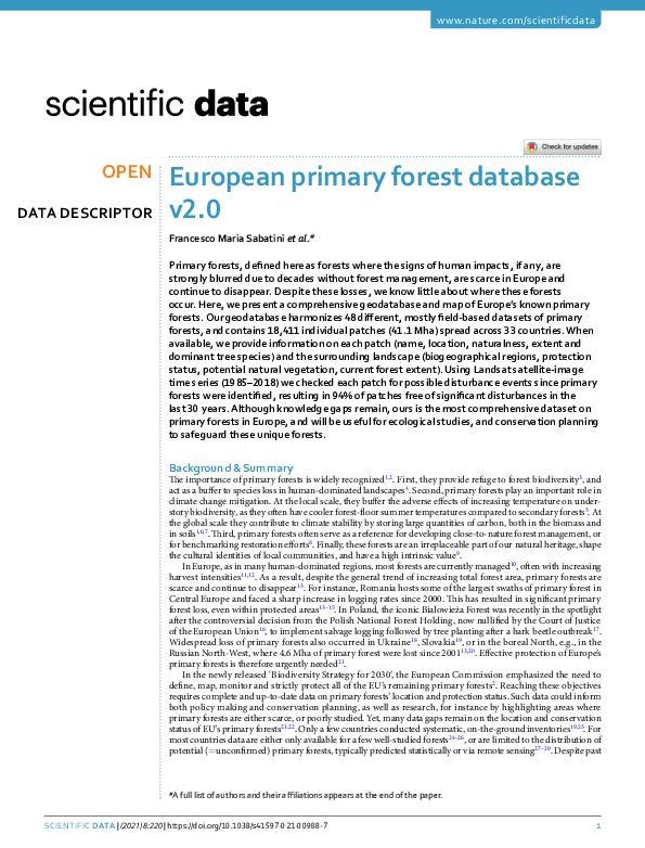 (PDF) European primary forest database v2.0